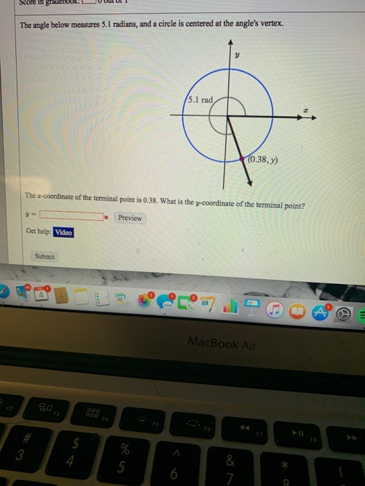 Solved Score in grade The angle below measures 5.1 radians, | Chegg.com