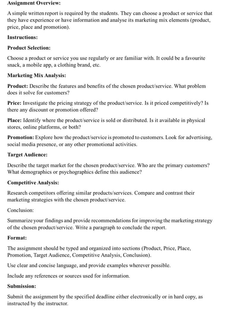 Solved Assignment Overview:A simple written report is | Chegg.com