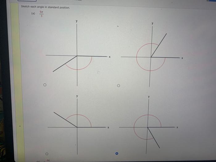 Solved Sketch each angle in standard position. (a) 35π=54π | Chegg.com