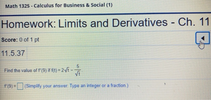 Solved Math 1325-Calculus for Business &Social (1) Homework: | Chegg.com
