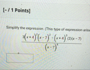 Solved [- / 1 ﻿Points]Simplify the expression. (This type of | Chegg.com