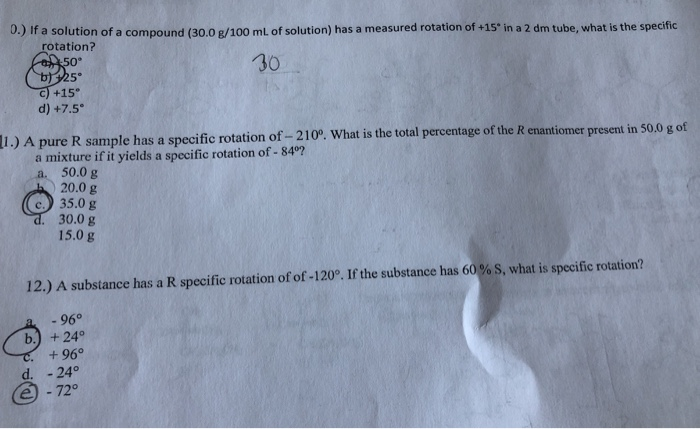 Solved 0.) If a solution of a compound (30.0 g/100 ml of | Chegg.com