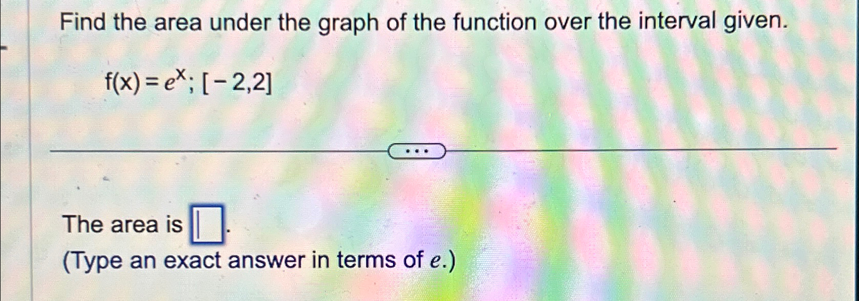 Solved Find the area under the graph of the function over | Chegg.com