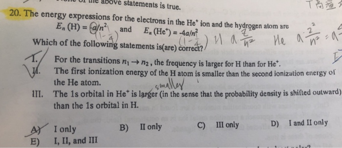 Solved the energy expressions for the electrons in He+ ion | Chegg.com