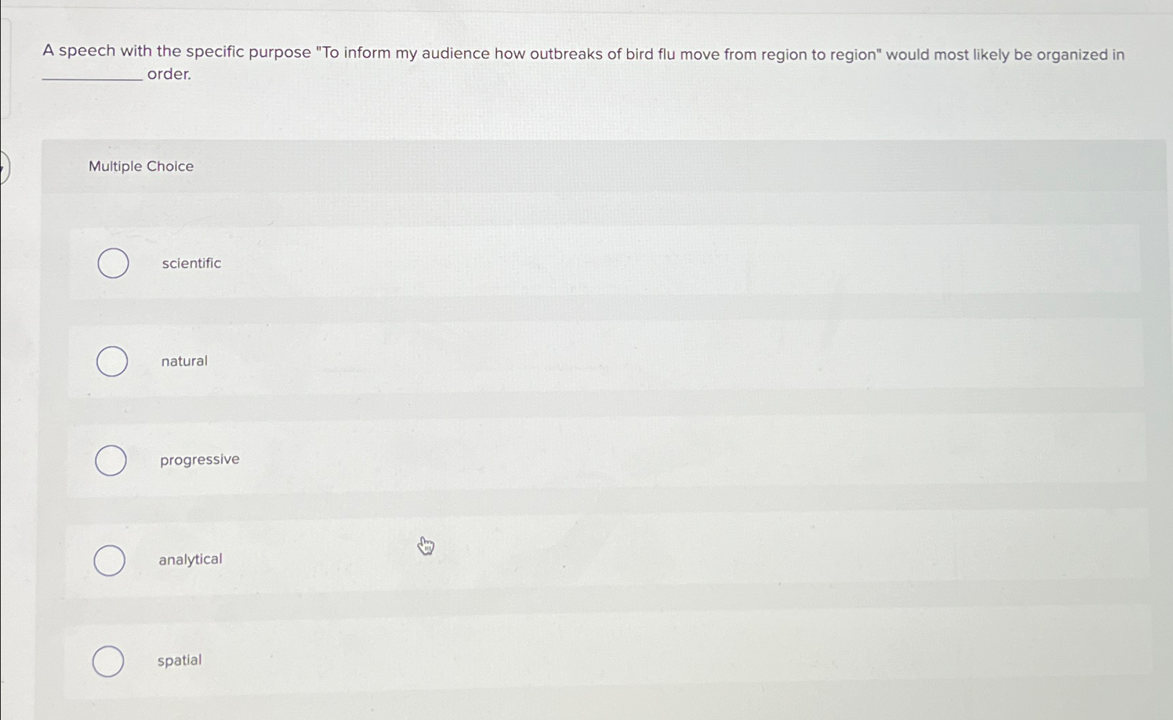 Solved A speech with the specific purpose "To inform my | Chegg.com
