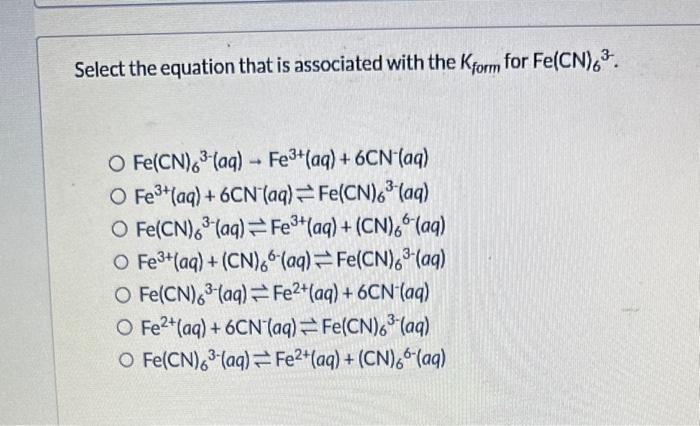 Solved Select the equation that is associated with the Kform | Chegg.com