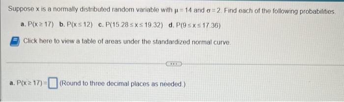 Solved Suppose x is a normally distributed random variable | Chegg.com