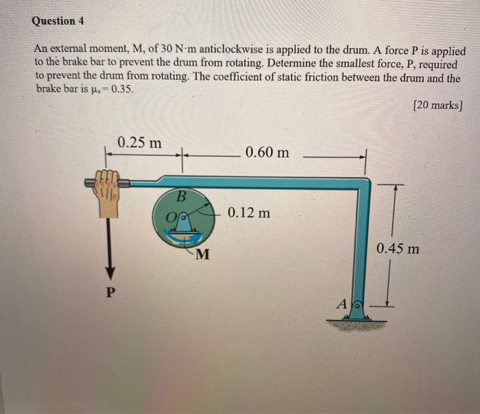 Solved Question 4 An external moment, M, of 30 N·m | Chegg.com