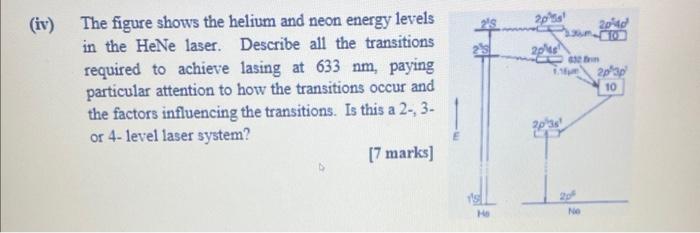 Solved v) The figure shows the helium and neon energy levels | Chegg.com