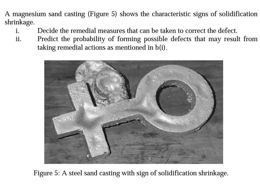 Solved A magnesium sand casting (Figure 5) shows the | Chegg.com