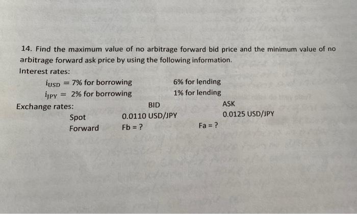 Solved Find the maximum value of no arbitrage forward bid | Chegg.com