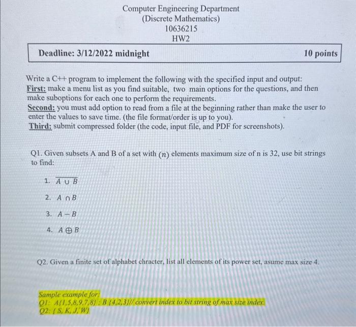 Solved Write a C++ program to implement the following with | Chegg.com