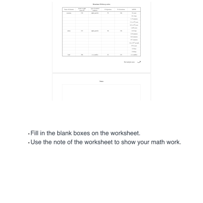 Solved . Fill in the blank boxes on the worksheet. . Use the | Chegg.com