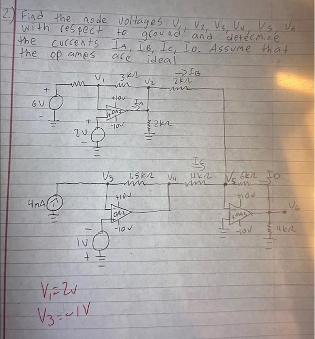 Solved Find the node voltages V1,V2,V3,V4,V5,V6 with respect | Chegg.com