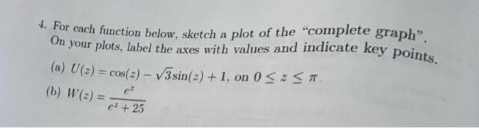 Solved 4. For each function below, sketch a plot of the | Chegg.com