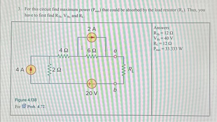 Solved For this circuit find maximum power (Pmax) that could | Chegg.com