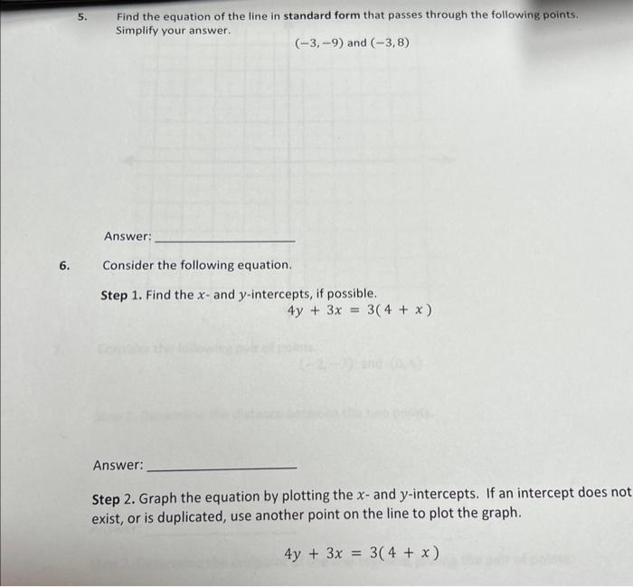 Solved 5. Find the equation of the line in standard form | Chegg.com