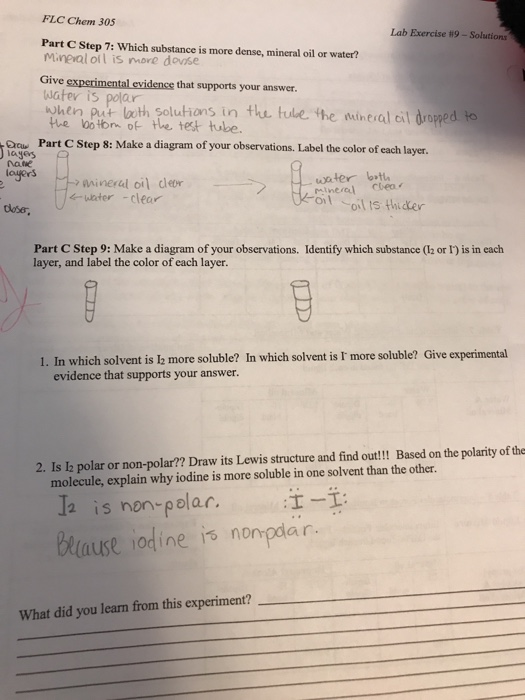 Solved FLC Chem 305 Lab Exercise #9 - Solutions Part C Step | Chegg.com