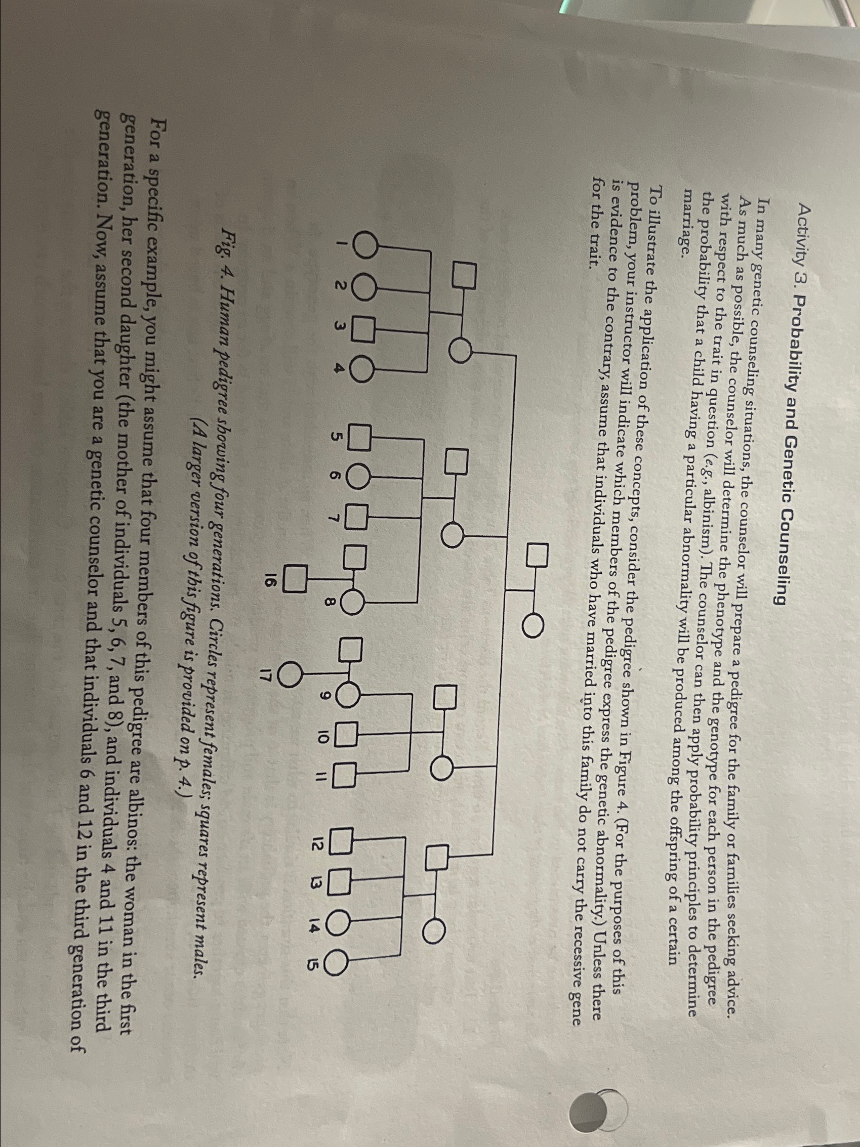 Solved Activity 3. ﻿Probability and Genetic Counseling In | Chegg.com
