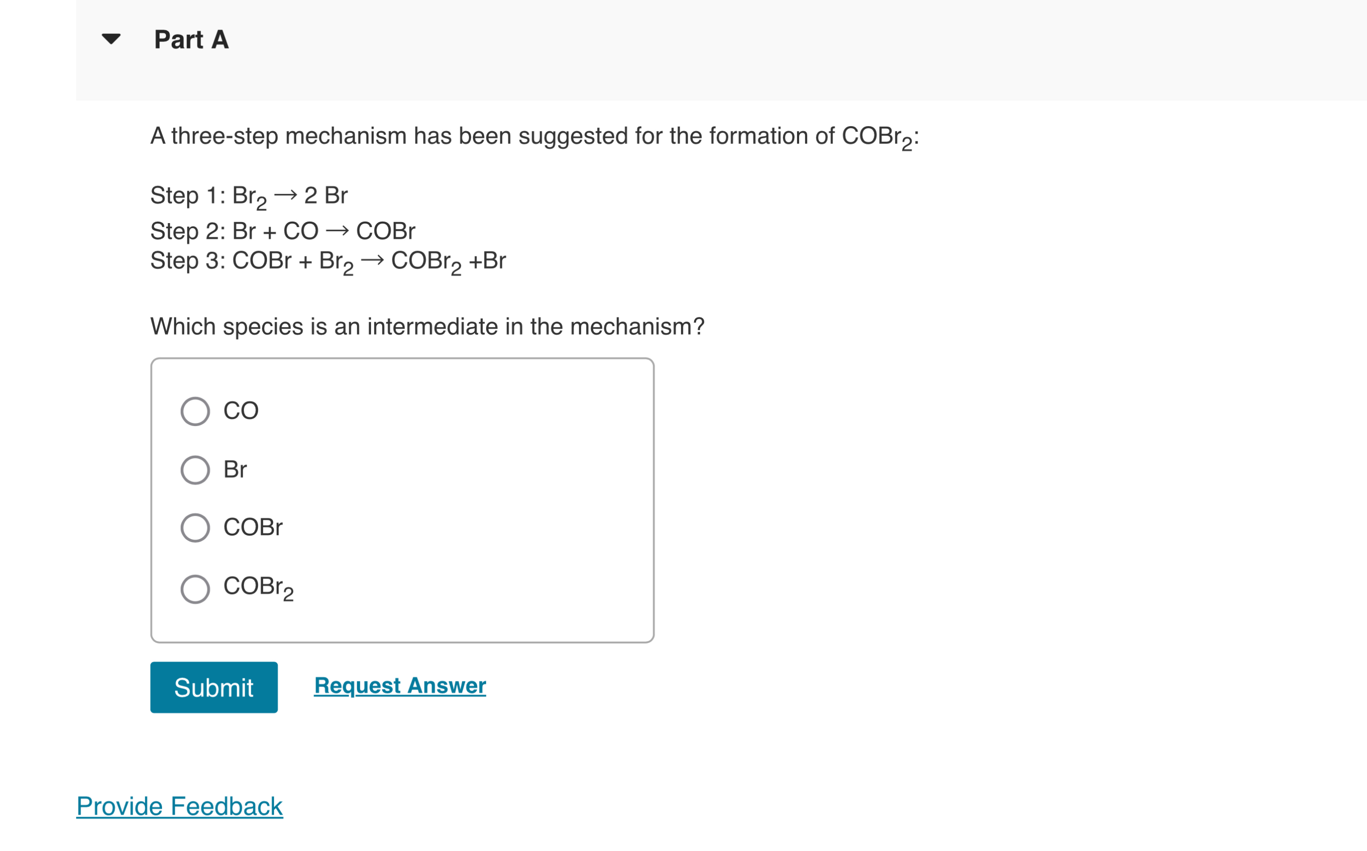 Solved Part AA three-step mechanism has been suggested for | Chegg.com