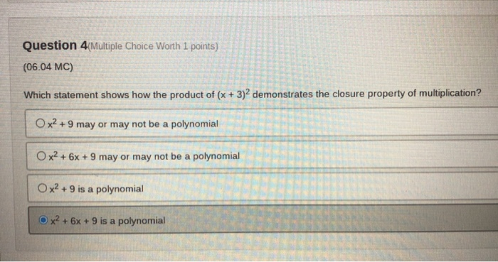 Solved Question 9 (Multiple Choice Worth 1 points) (06.04 | Chegg.com