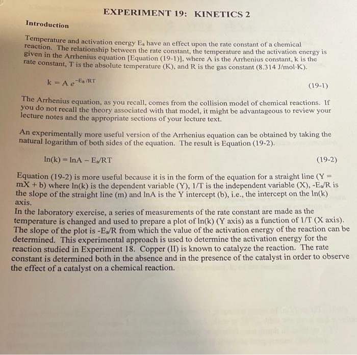 Kinetics 2 Report Sheet Name and Drawer Number | Chegg.com