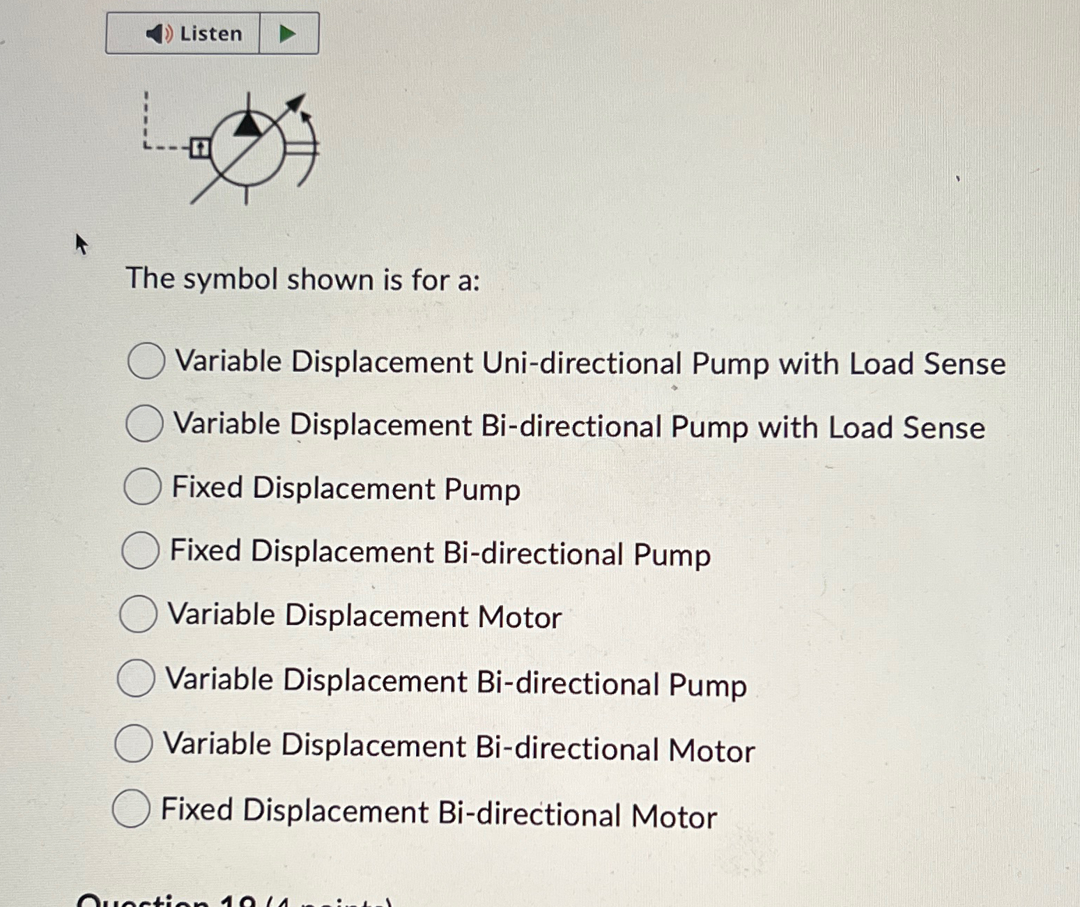Solved ListenThe symbol shown is for a:Variable Displacement | Chegg.com