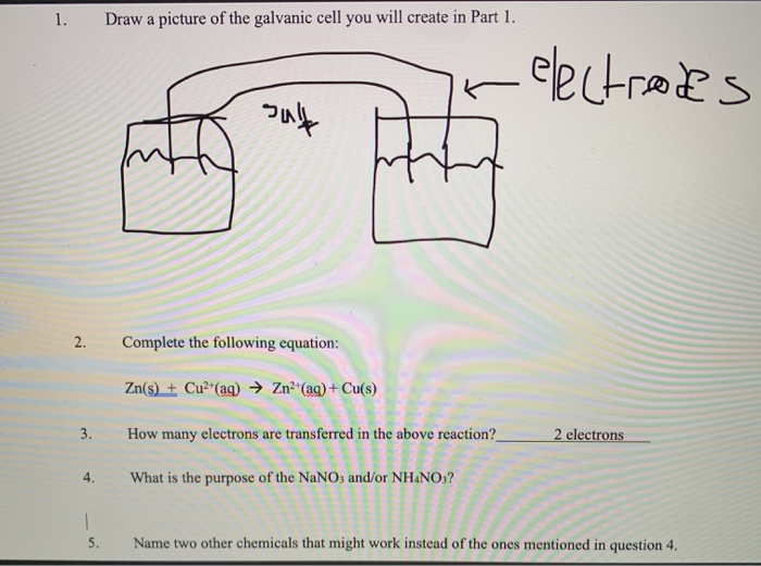 Solved 1. Draw a picture of the galvanic cell you will | Chegg.com