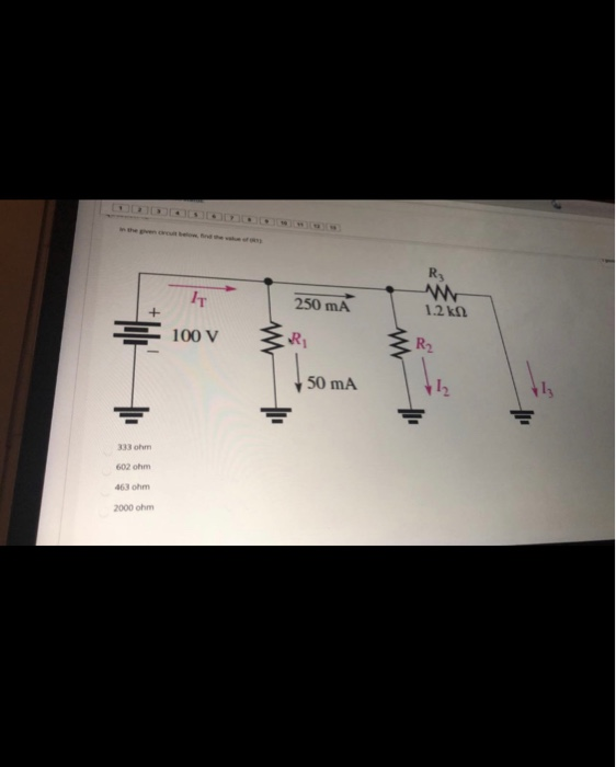 Solved RE 250 mA + 1.2 km 100 V R R2 50 mA 12 13 333 ohm 602 | Chegg.com