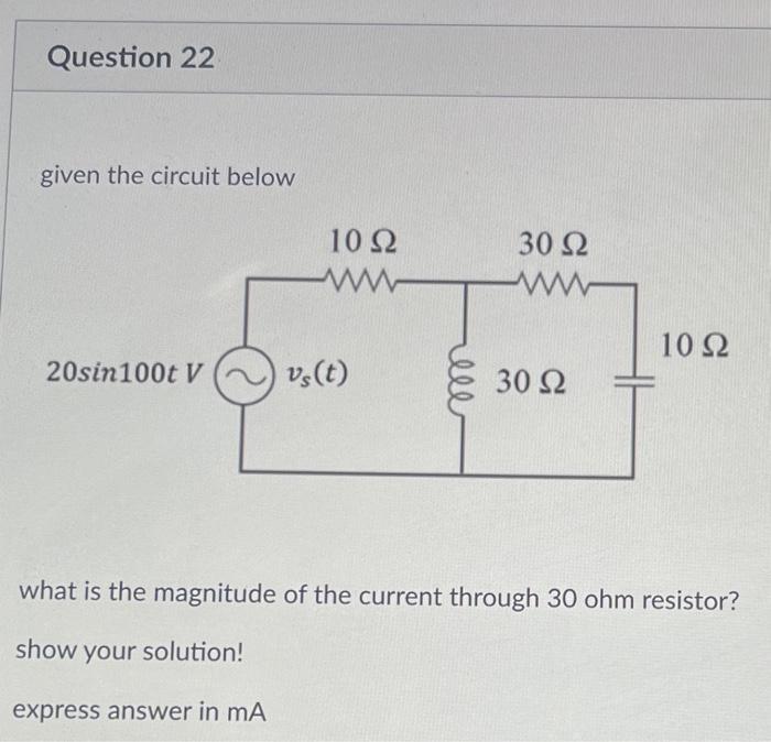 Solved given the circuit below what is the magnitude of the | Chegg.com
