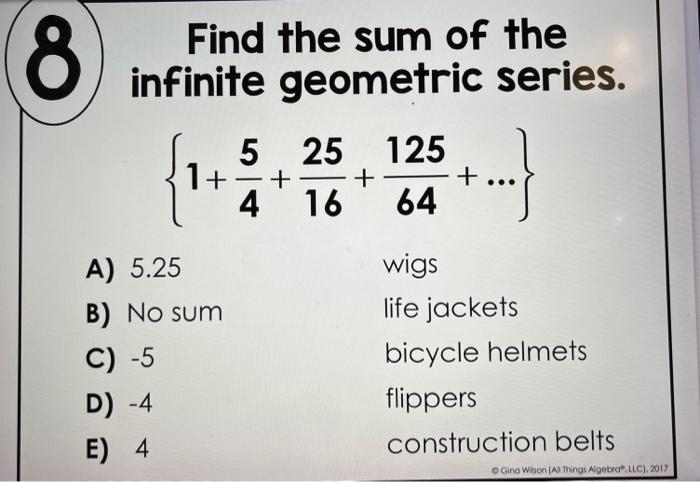 Solved Find the sum of the infinite geometric series. | Chegg.com