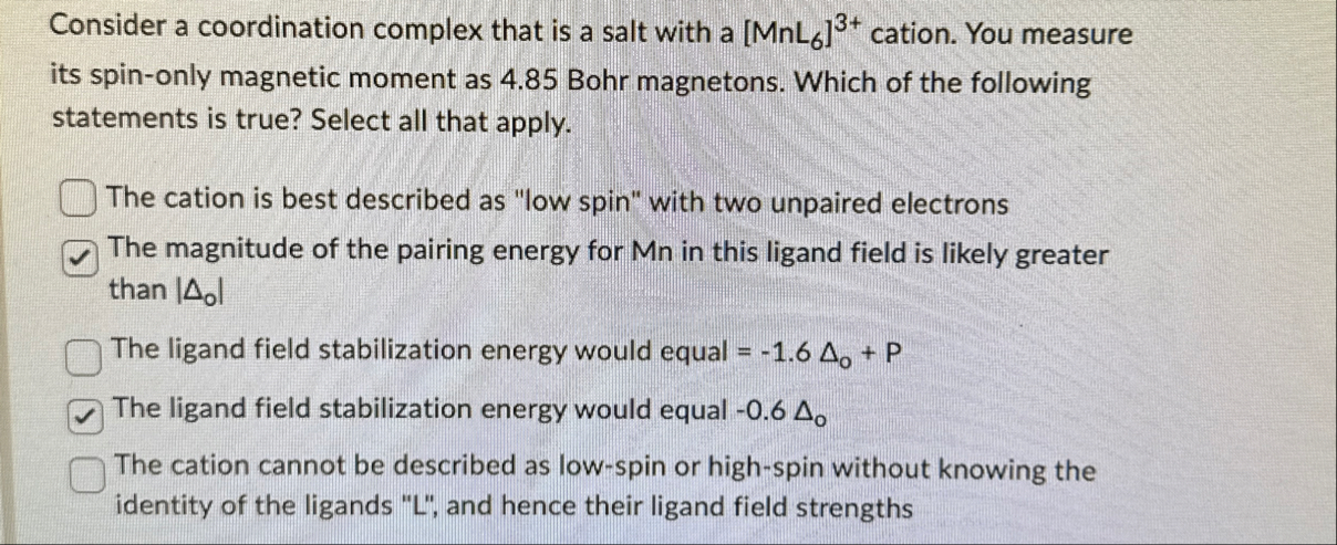 Solved Consider a coordination complex that is a salt with a | Chegg.com