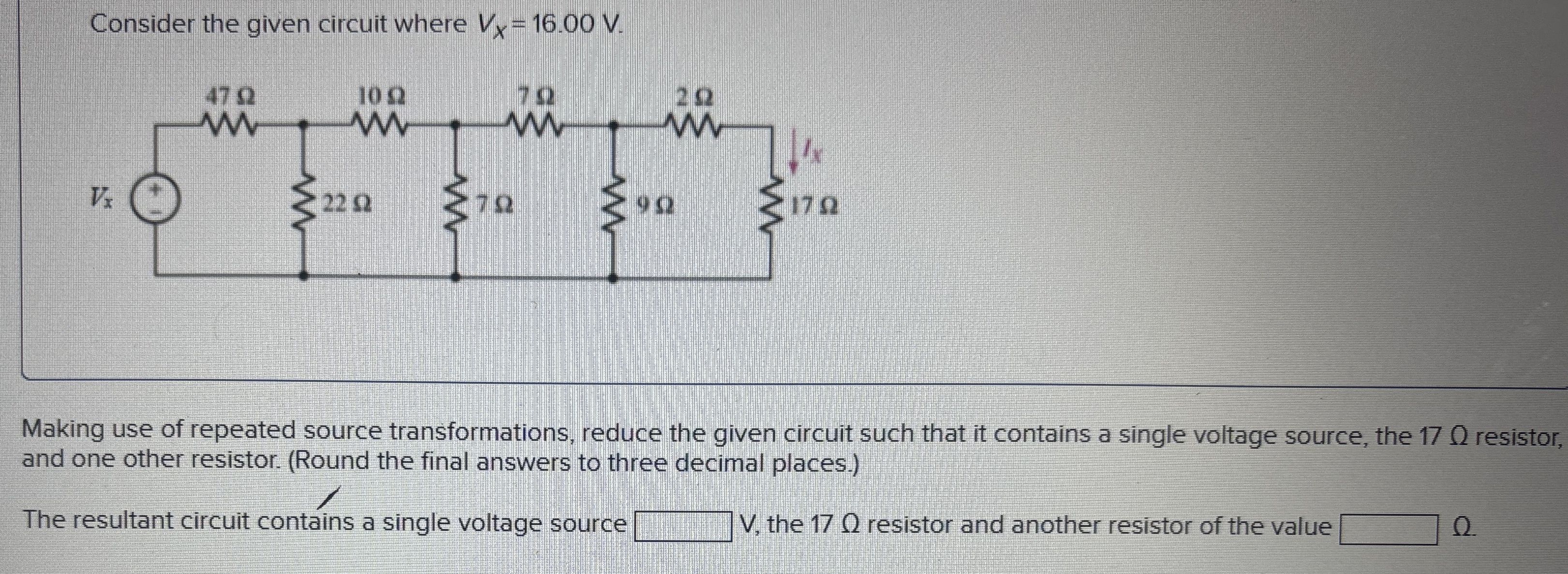 Solved Consider the given circuit where Vx=16.00V.Making use | Chegg.com