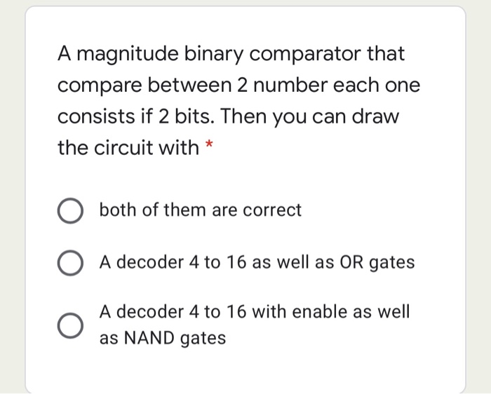 Solved A magnitude binary comparator that compare between 2 | Chegg.com
