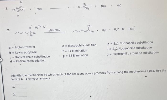 Solved 2. a= Proton transfer e = Electrophilic addition | Chegg.com