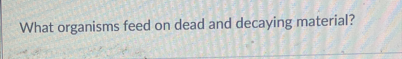 Solved What organisms feed on dead and decaying material? | Chegg.com