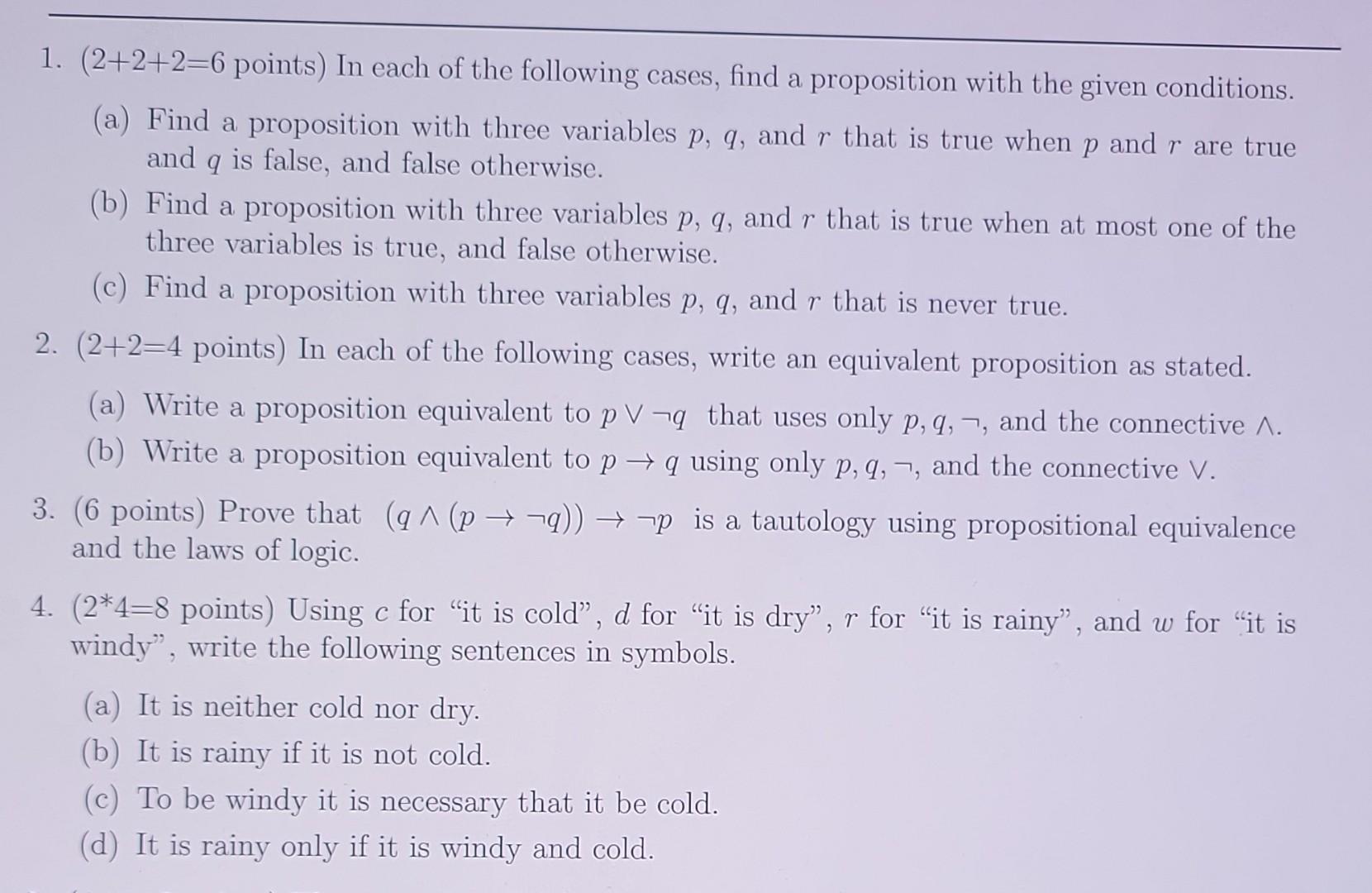 Solved 1. (2+2+2=6 points) In each of the following cases, | Chegg.com