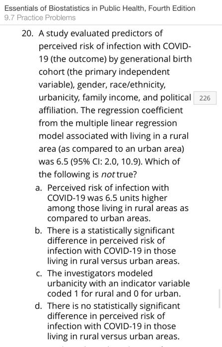 Solved Essentials of Biostatistics in Public Health, Fourth | Chegg.com