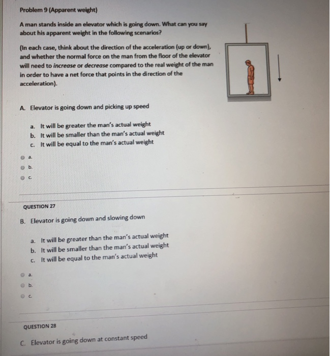 Solved Problem 9 (Apparent weight) A man stands inside an | Chegg.com