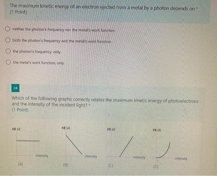 Solved The Maximum Kinetic Energy Of An Electron Ejected