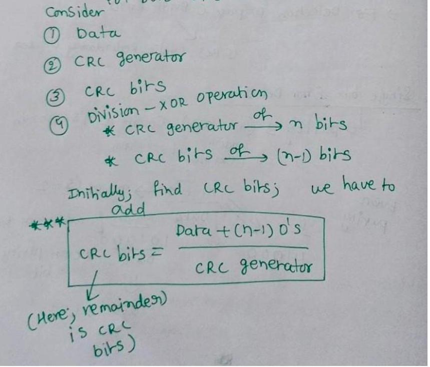 Solved Consider ① bata & CRC generator © 3. CRC bits | Chegg.com