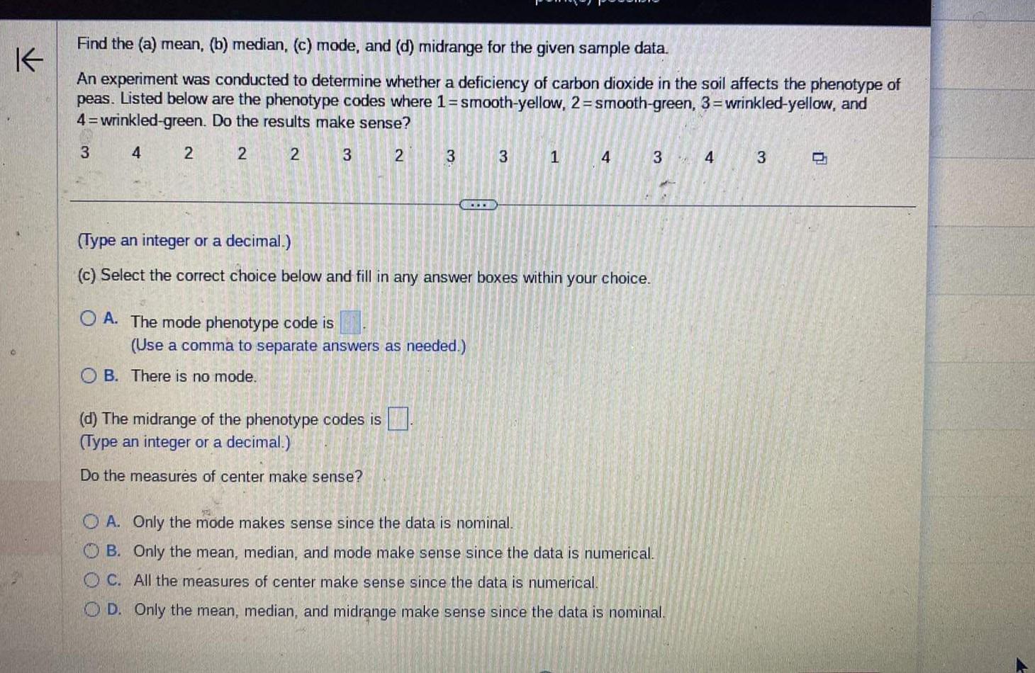 Solved Find the (a) mean, (b) median, (c) mode, and (d) | Chegg.com
