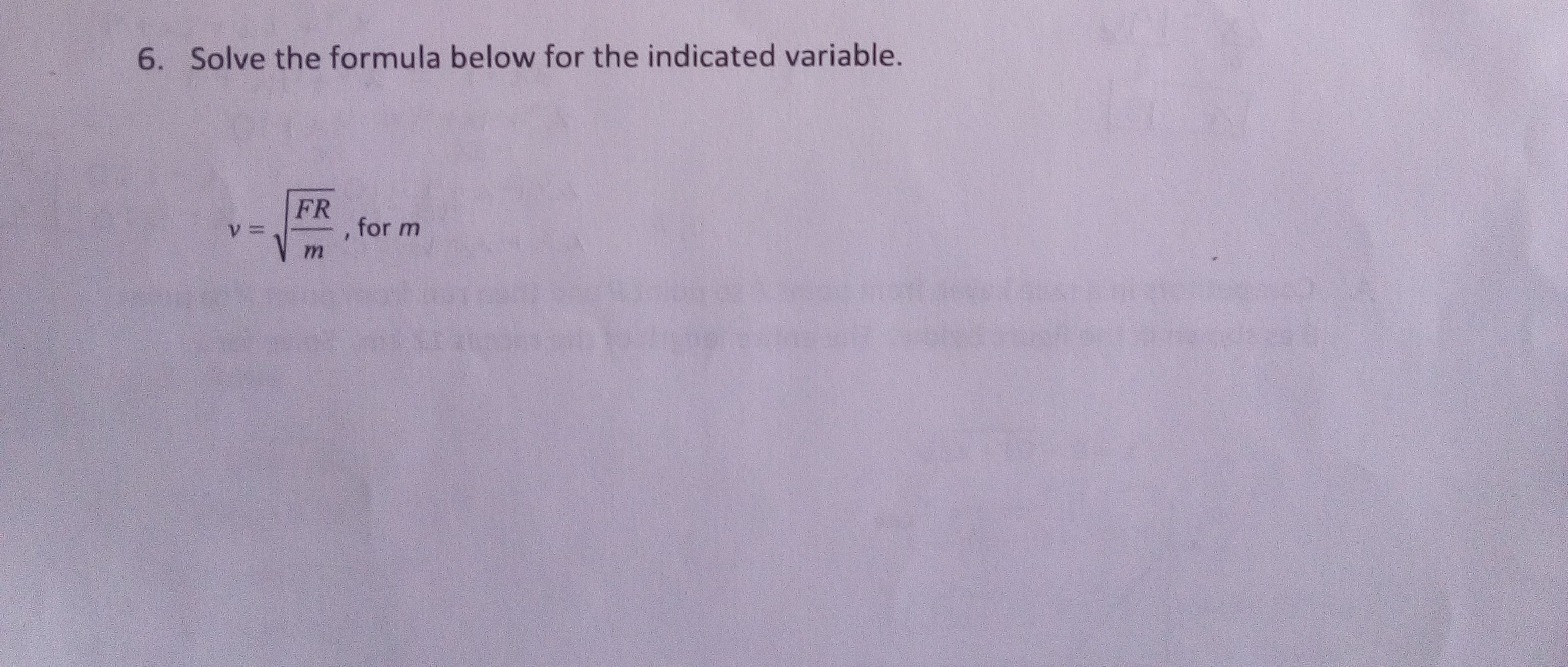 Solved Solve the formula below for the indicated | Chegg.com