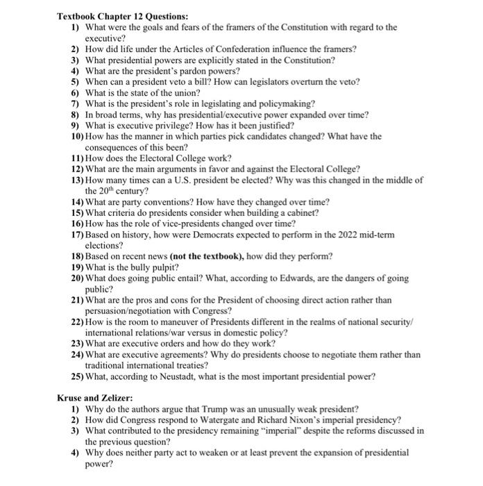 Textbook Chapter 12 Questions: 1) What were the goals | Chegg.com