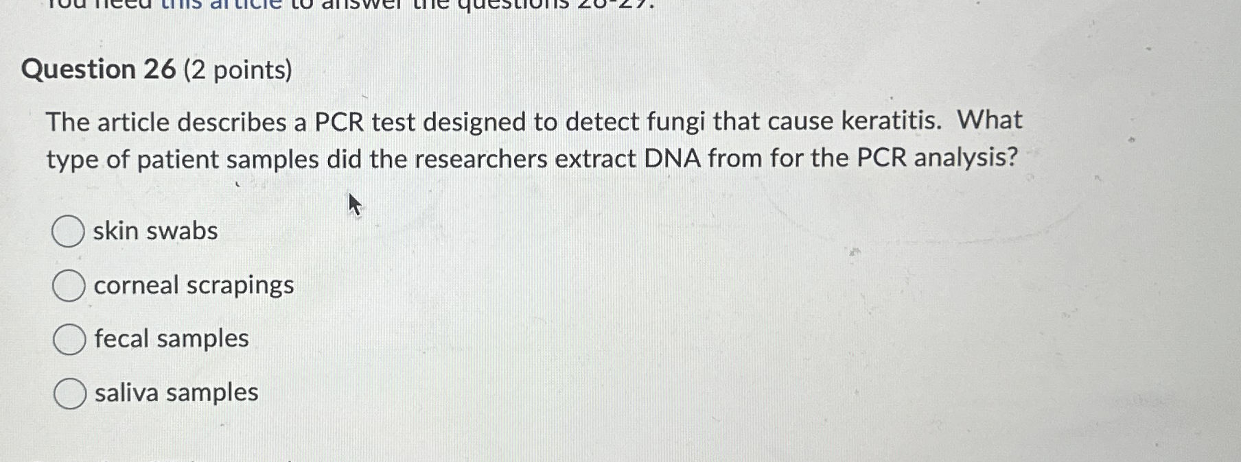 Solved Question 26 (2 ﻿points)The article describes a PCR | Chegg.com