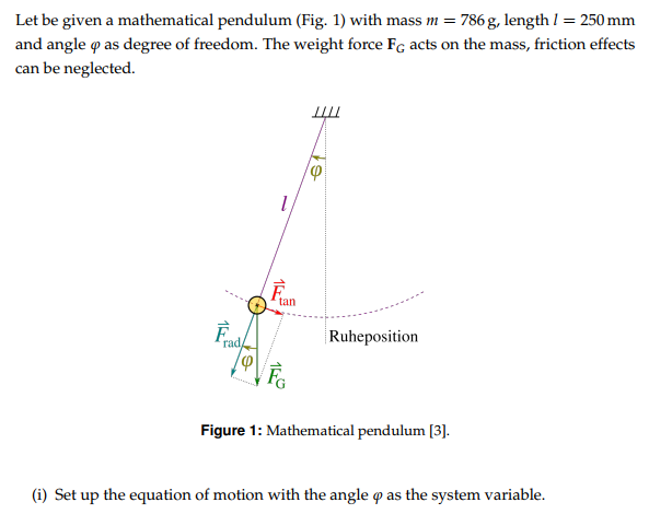Solved Mathematical Pendulum equation of motion with the | Chegg.com