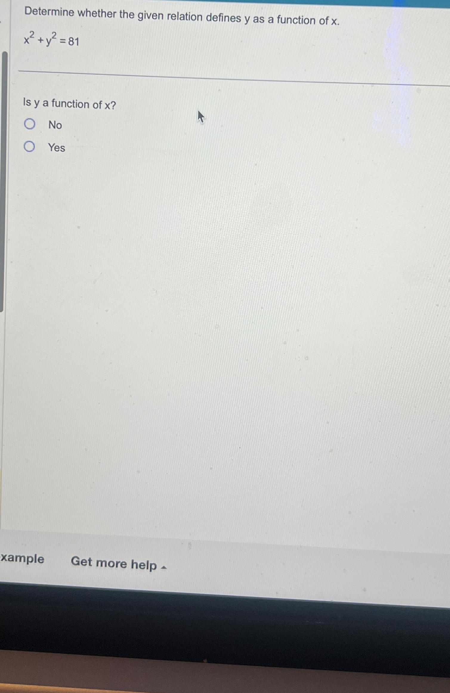 Solved Determine whether the given relation defines y ﻿as a | Chegg.com