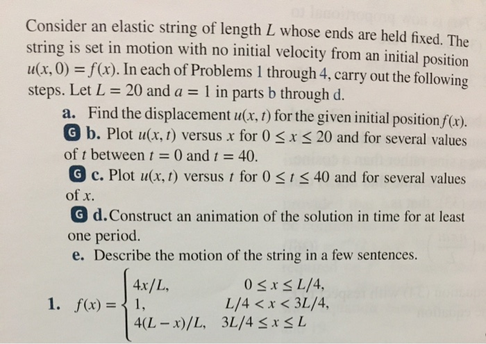 Solved Consider An Elastic String Of Length L Whose Ends Are 0086