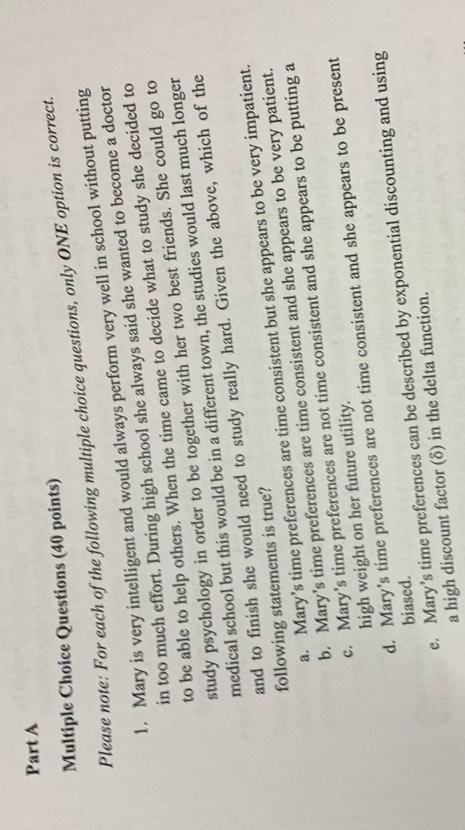 Solved Part AMultiple Choice Questions ( 40 ﻿points)Please | Chegg.com