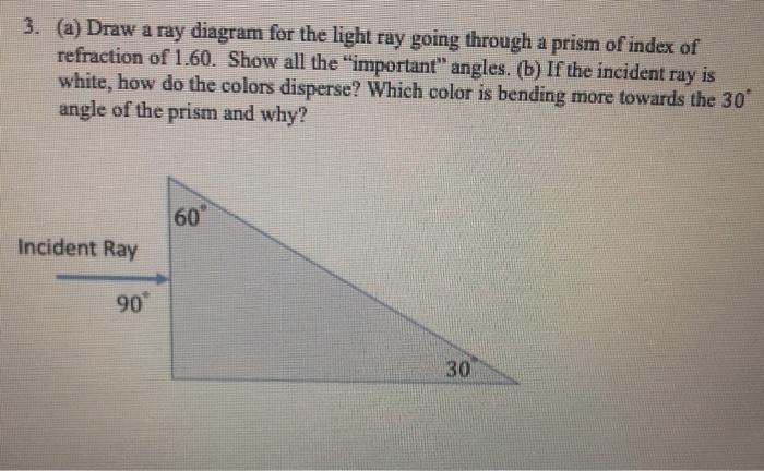 Solved 3. (a) Draw a ray diagram for the light ray going | Chegg.com